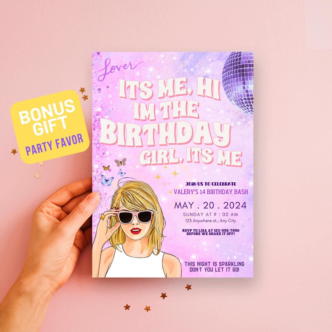 Customizable Birthday Party Invitation Taylor Inspired Digital Card ...