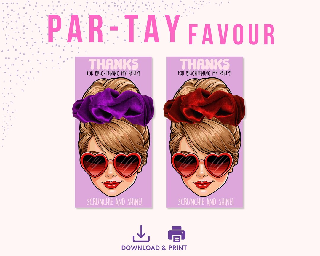 Scrunchie Party Favor – Printable Card | Birthday Era Theme, Cute ...