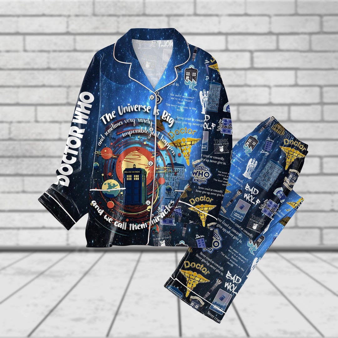 The Universe is Big Dr Who Pajamas Set, Retro Dr Who Tardis Loungewear ...
