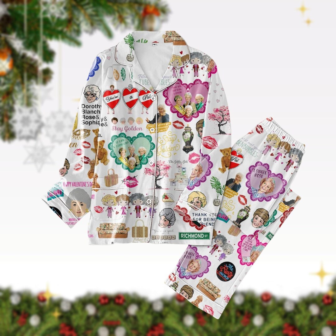 Christmas Golden Girls Pajamas, Stay Golden Movie Thick Pajamas, Tv ...