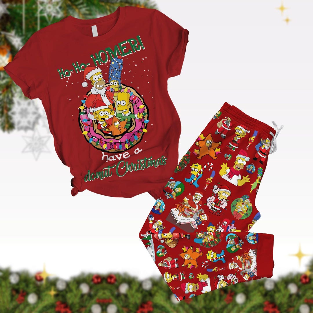 Christmas for the Simpsons Pajamas, Simpsons Xmas Tree Tshirt Pants ...