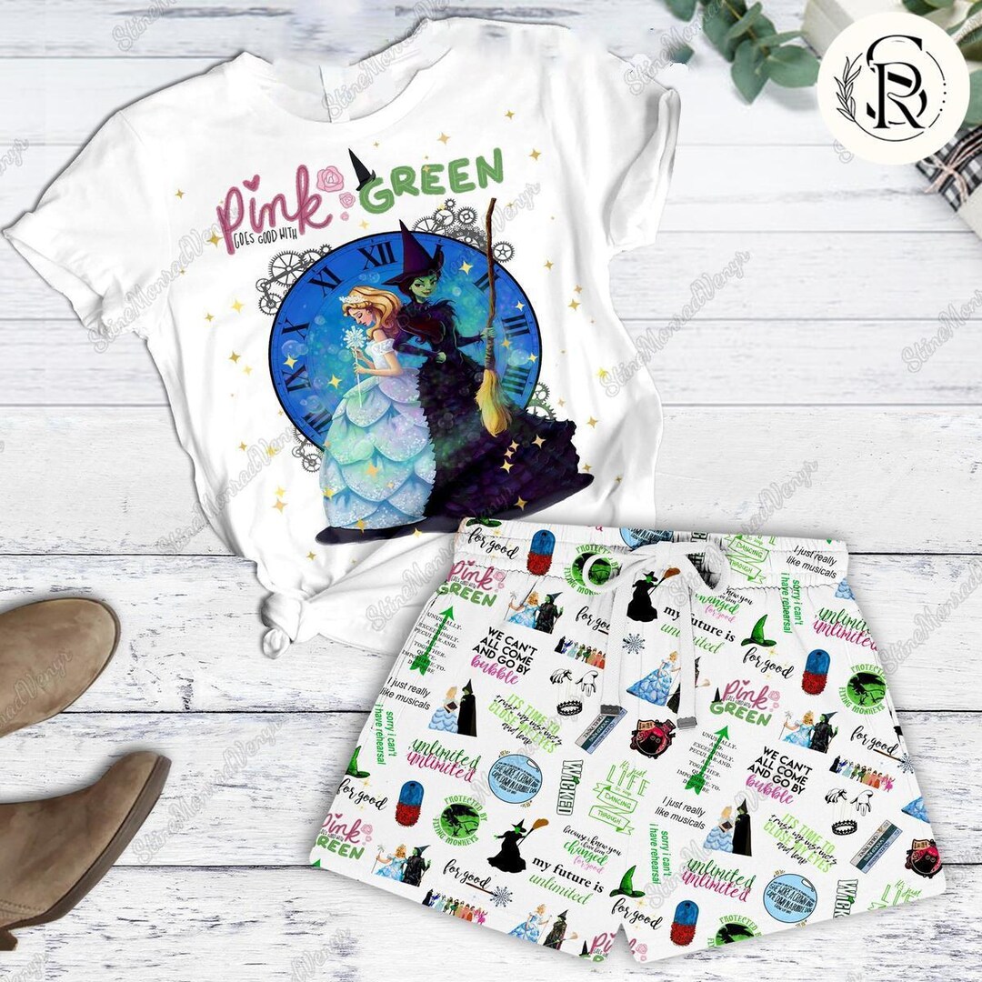 Wicked Halloween Shirt Short Set, Wicked Pink Goes With Green T-shirt ...