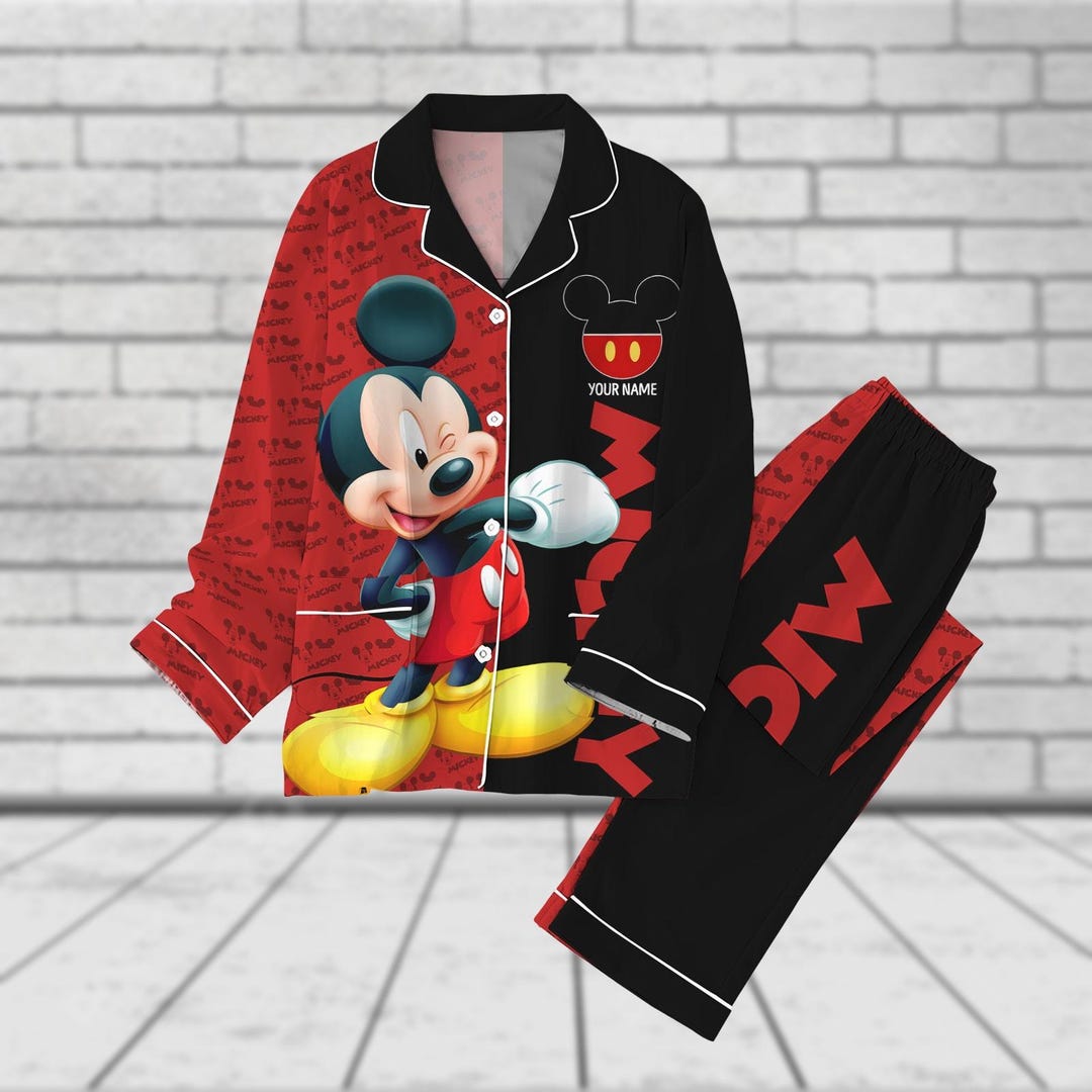 Disney Mickey Pajamas Set, Mickey Mouse Loungewear, Personaized Cartoon ...