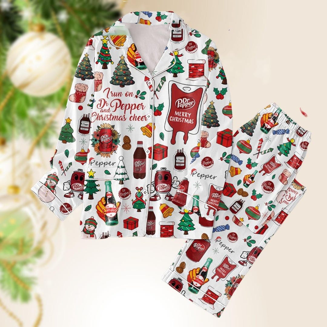 Dr Pepper and Christmas Cheer Pajamas Set, I Run on Dr Pepper Pj Set ...