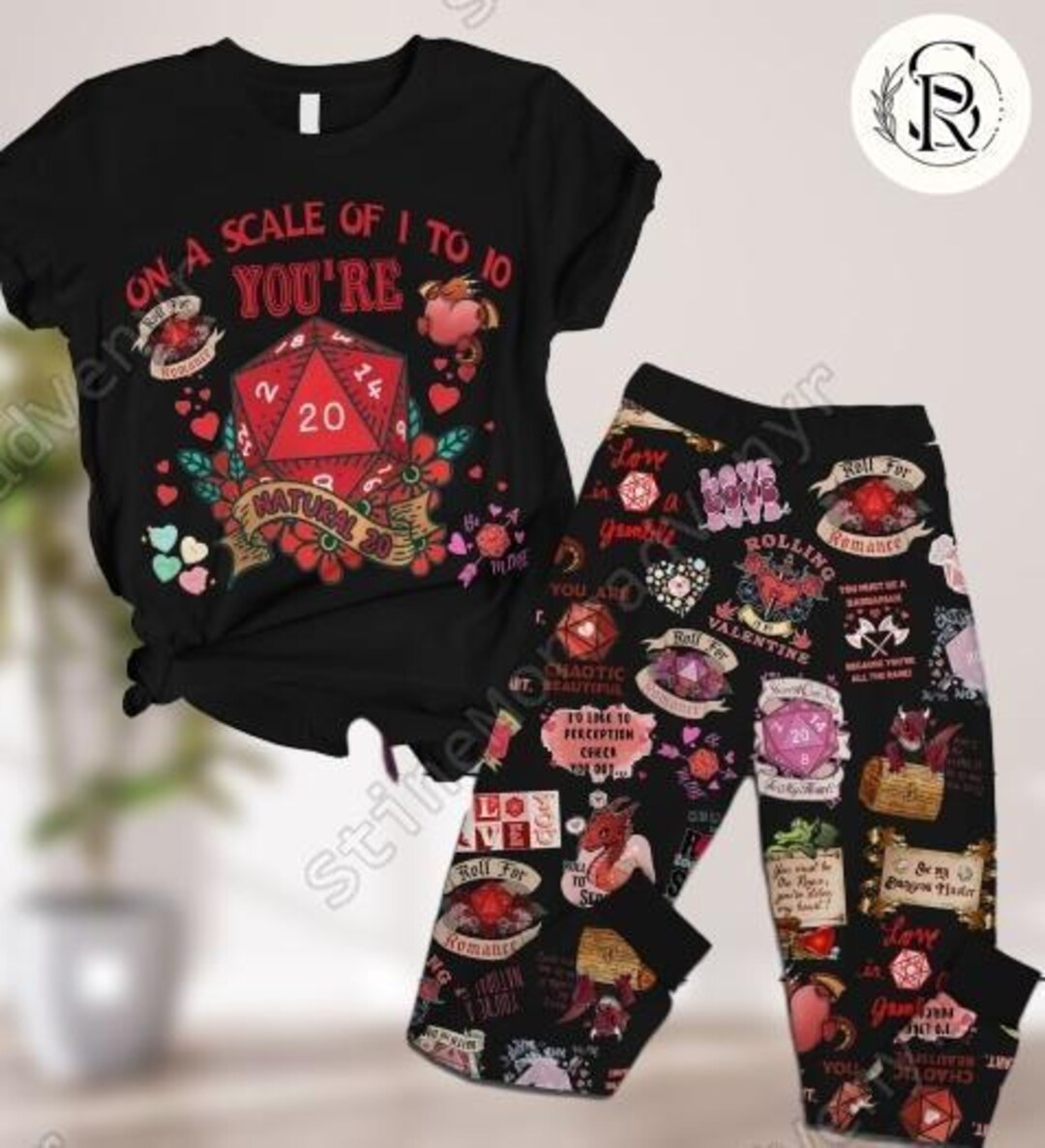 Dungeons and Dragons Pajamas Set, Dnd Pajama Set Women, Dnd Dice ...