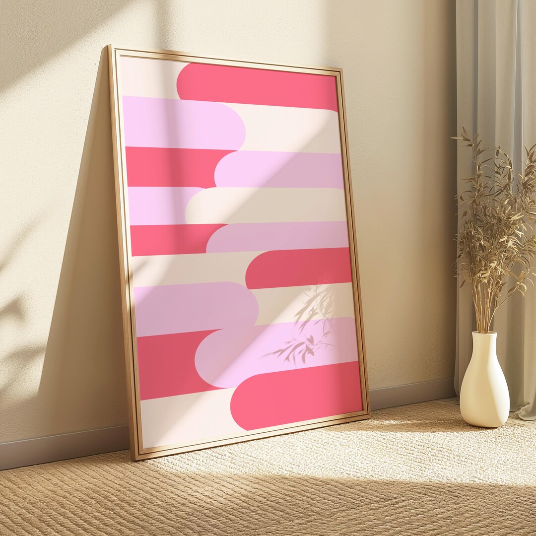 Retro 60s Abstract Wall Art: Pink, Vanilla, Red (digital Download) - Etsy