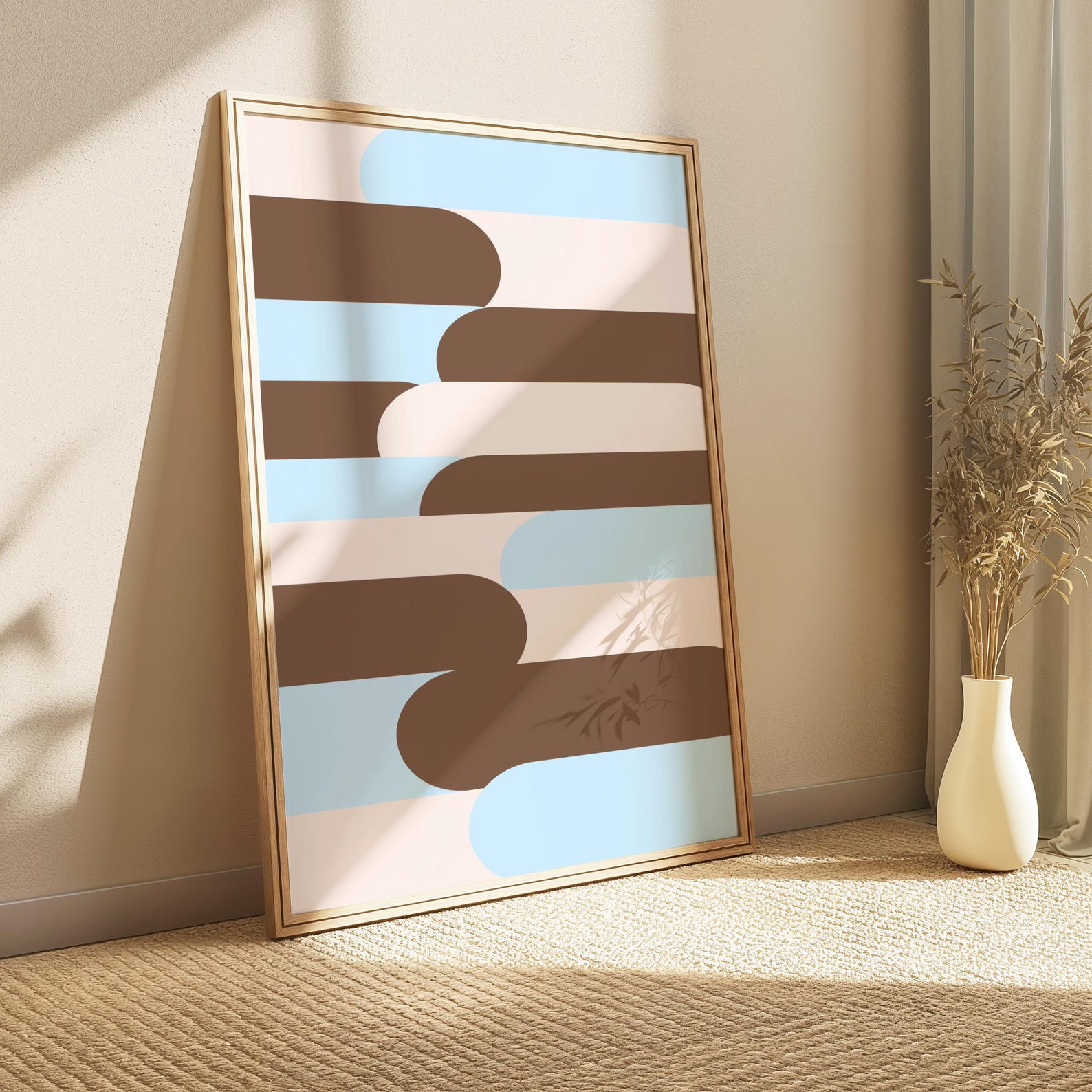 Blue & Brown Y2K Wall Art – Minimalist Retro Print (digital Download ...