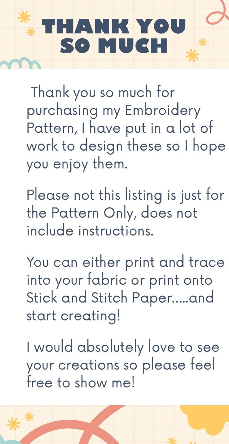 PDF File Stick and Stitch Pattern, Summer Fun Collection Embroidery DIY ...