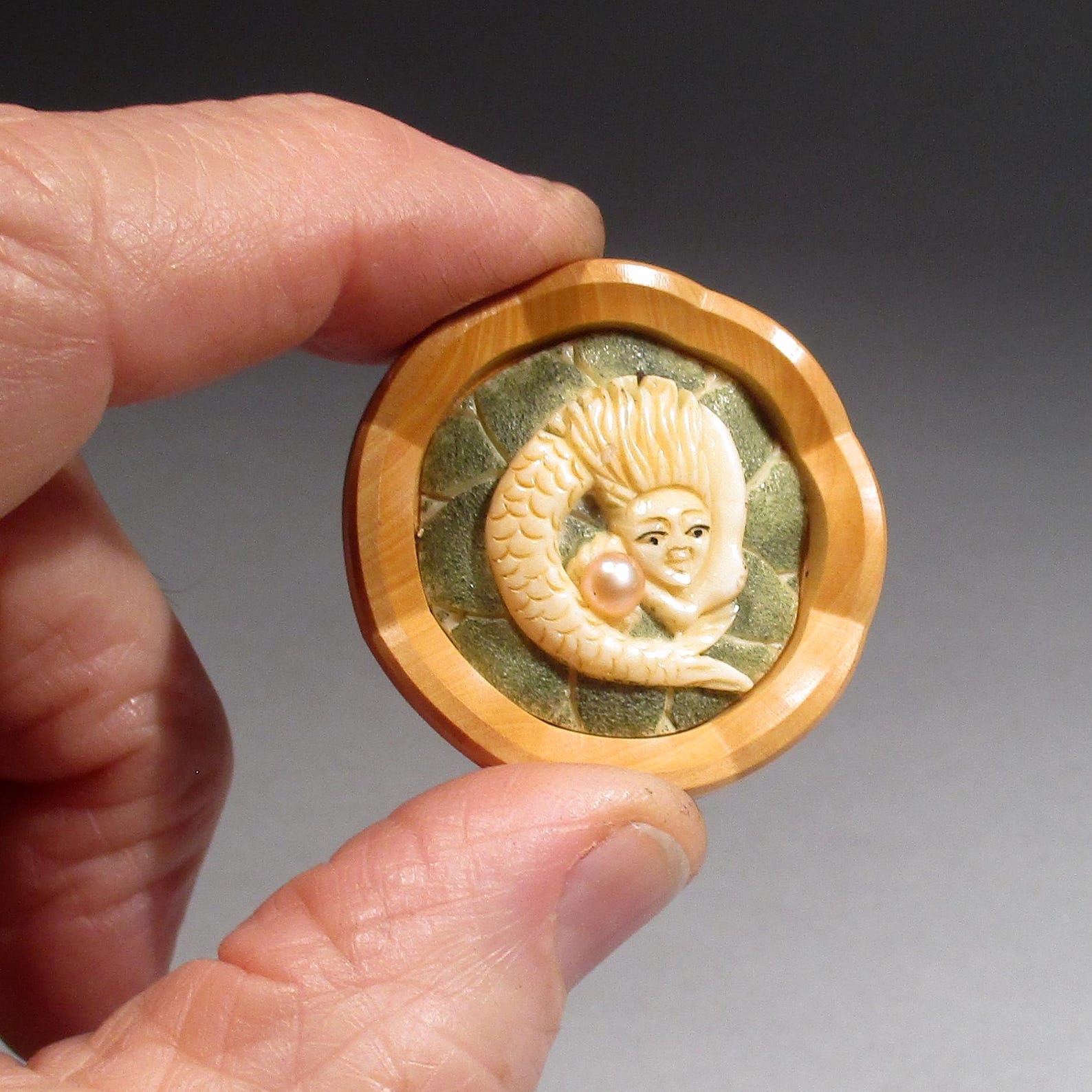 Carved Bone & Boxwood Button - Etsy