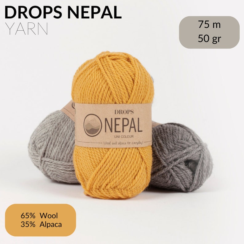 Chunky Wool Alpaca Yarn DROPS Nepal - Premium Wool Blend for Knitting ...
