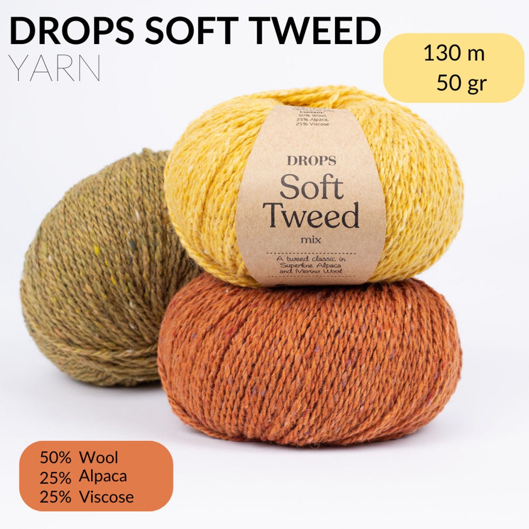 DROPS Soft Tweed Yarn Eco-friendly, Soft, Ideal for Warm Garments, Wool ...