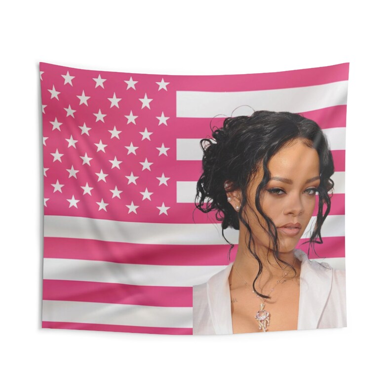 Rihanna Wall Tapestry, Pink American Flag, Trendy Indoor Decor, Home ...