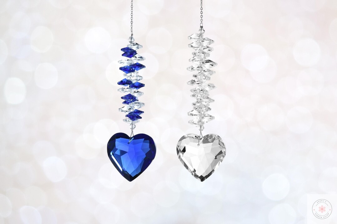 Sparkling Heart Crystal Suncatcher for Window Hanging, Unique Christmas ...