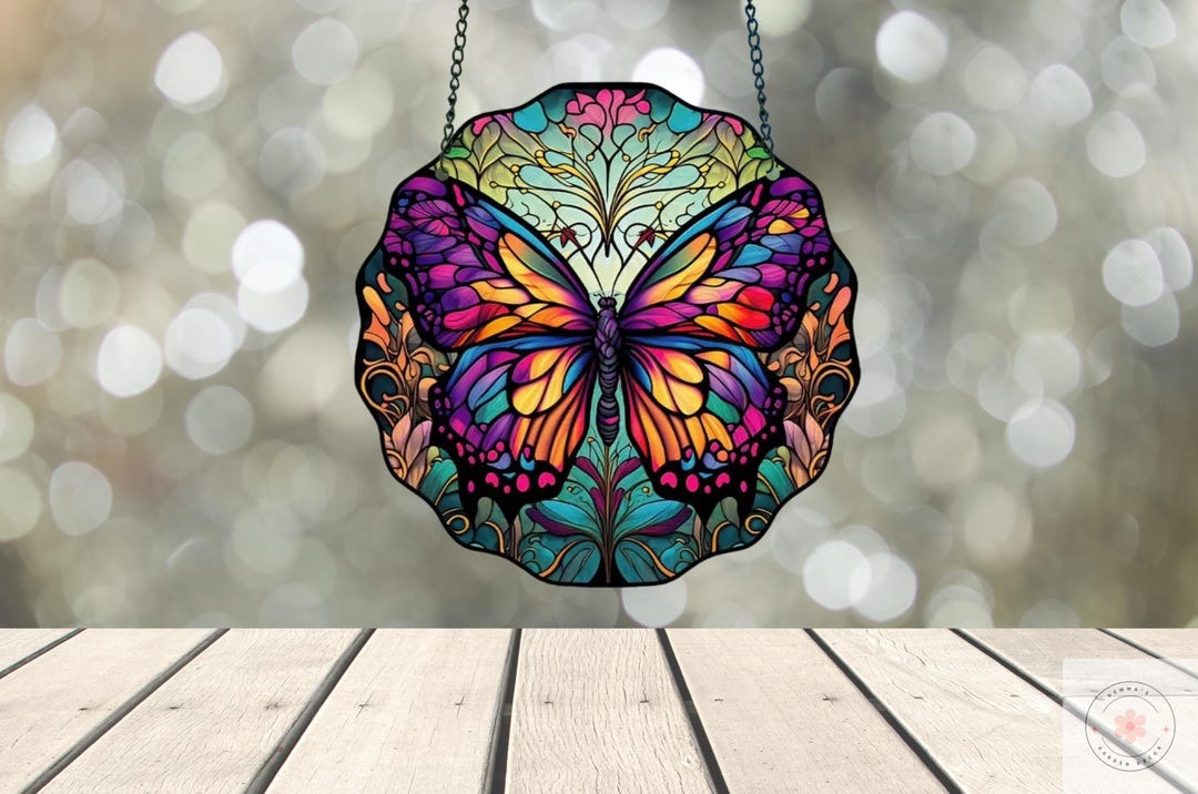 Butterfly Stained Glass Effect Acrylic Suncatcher, Unique Christmas ...