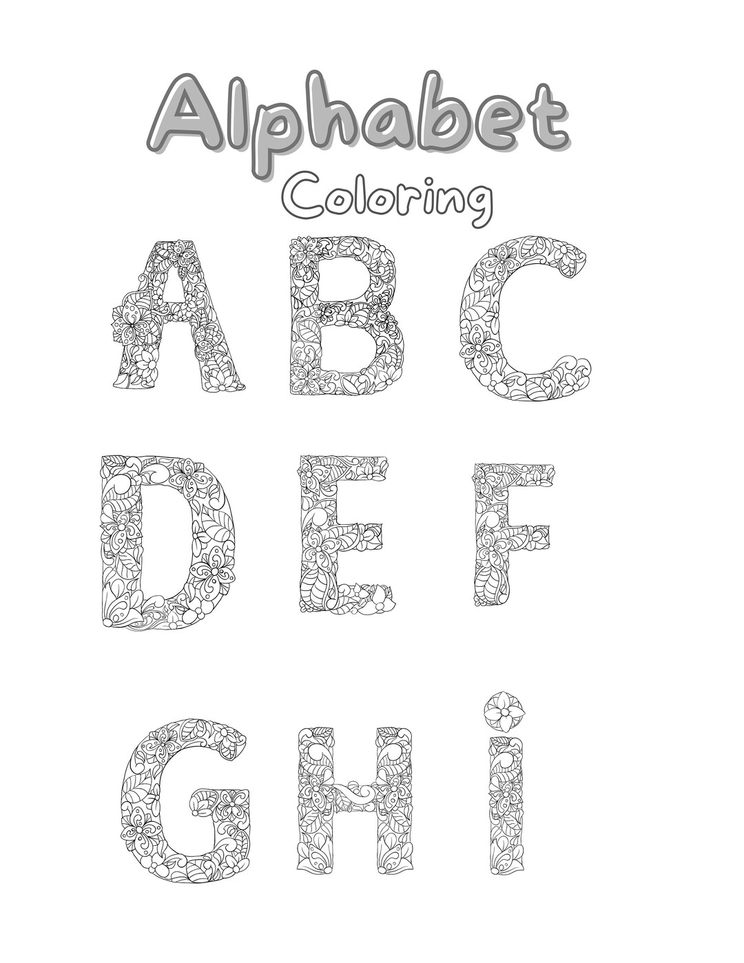 Alphabet Coloring Book, A-Z, Flowers Style - Etsy