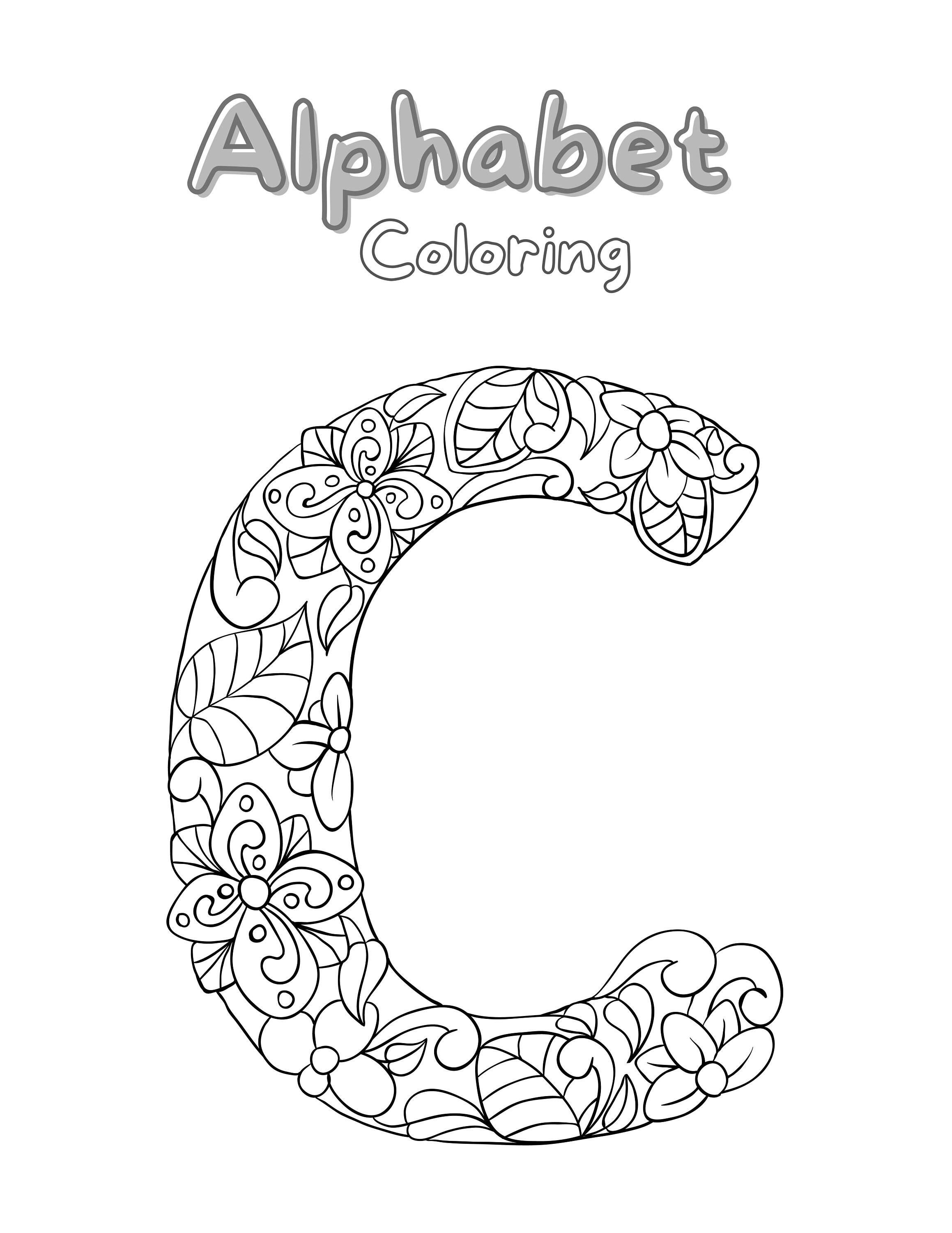 Alphabet Coloring Book, A-Z, Flowers Style - Etsy