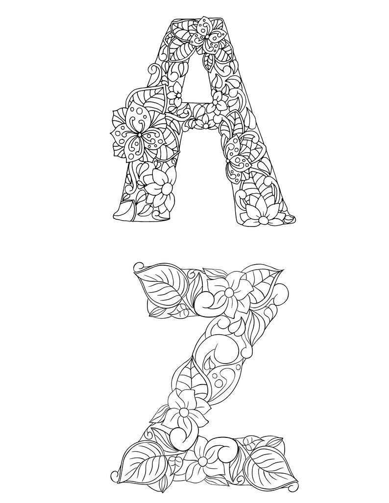 Alphabet Coloring Book, A-Z, Flowers Style - Etsy