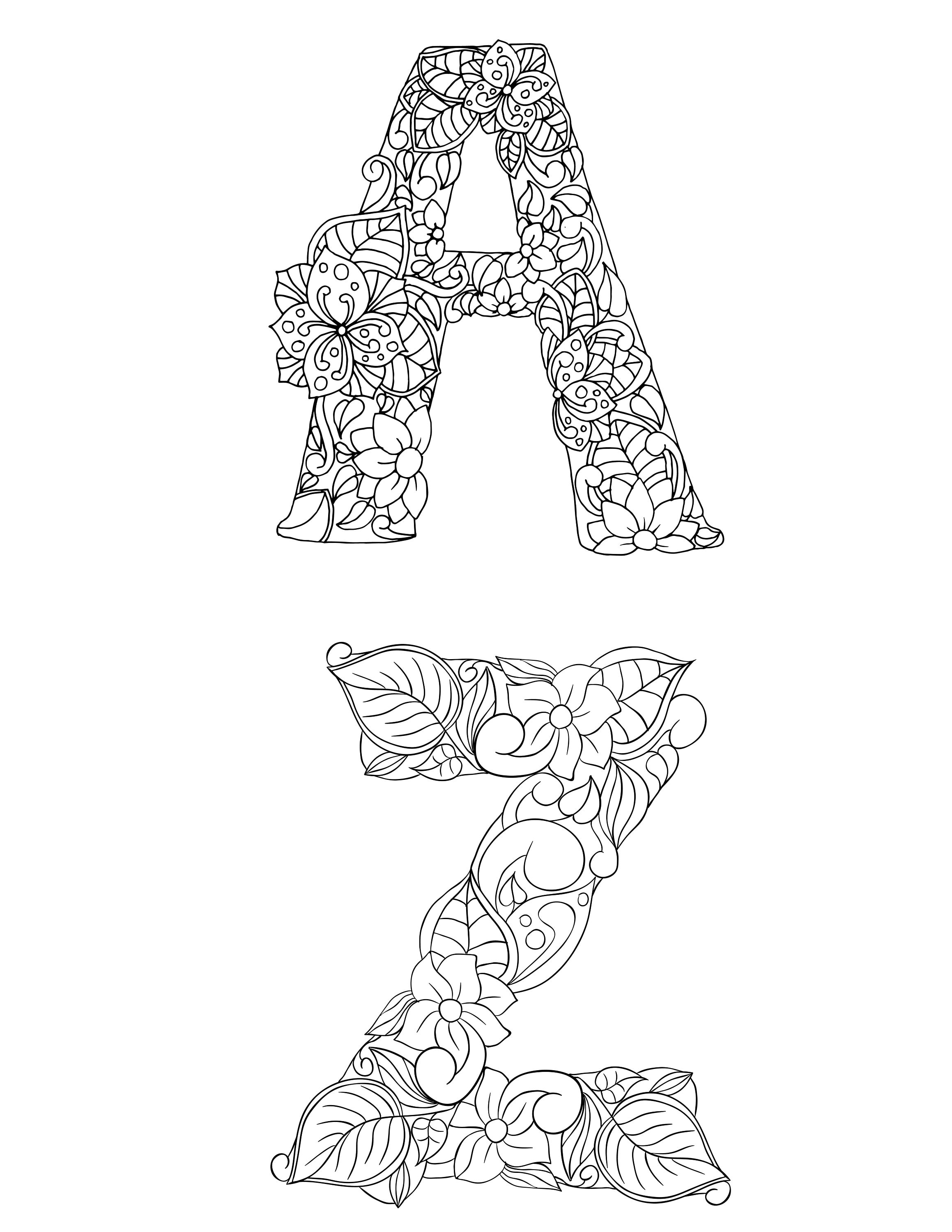 Alphabet Coloring Book, A-Z, Flowers Style - Etsy