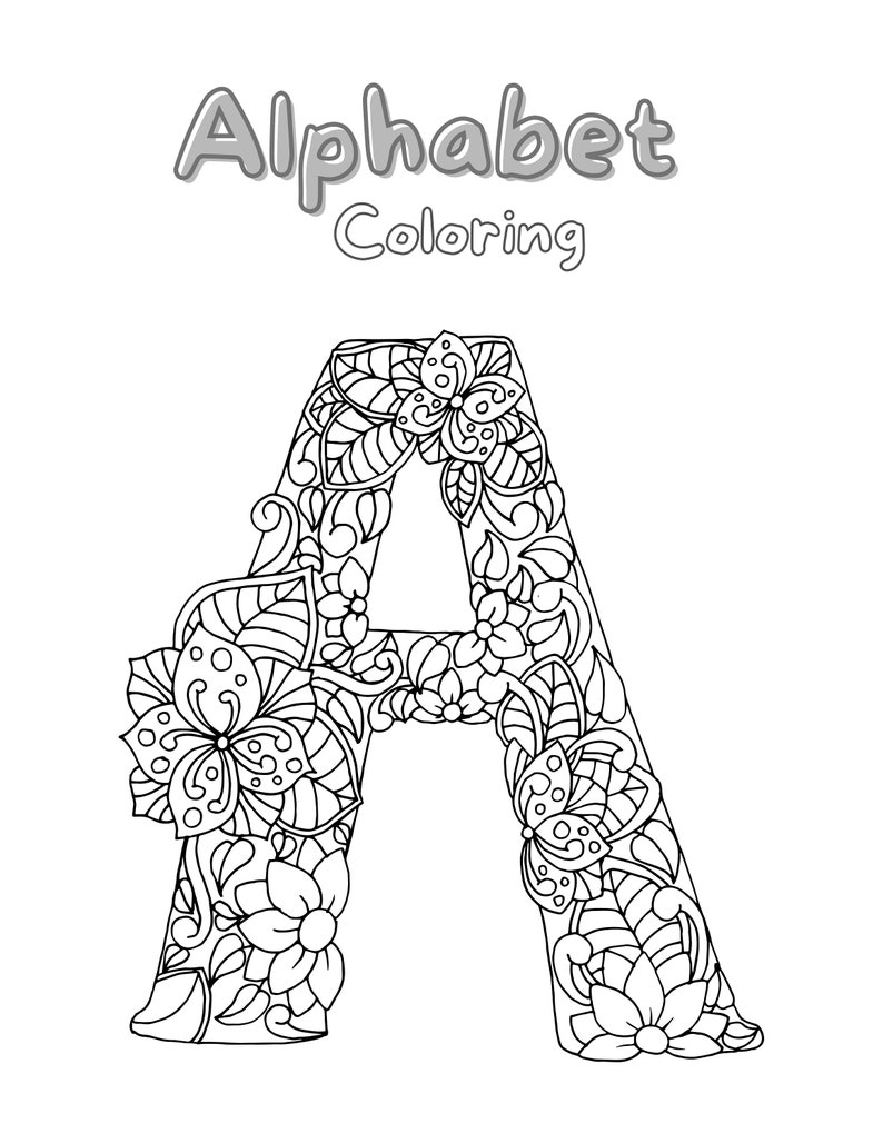 Alphabet Coloring Book, A-Z, Flowers Style - Etsy