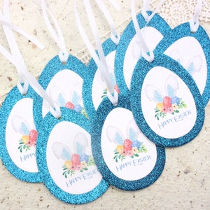Elegant Easter Gift Tags Set of 8 Favors Trending Turquoise Glitter ...