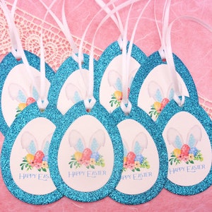 Elegant Easter Gift Tags Set of 8 Favors Trending Turquoise Glitter ...