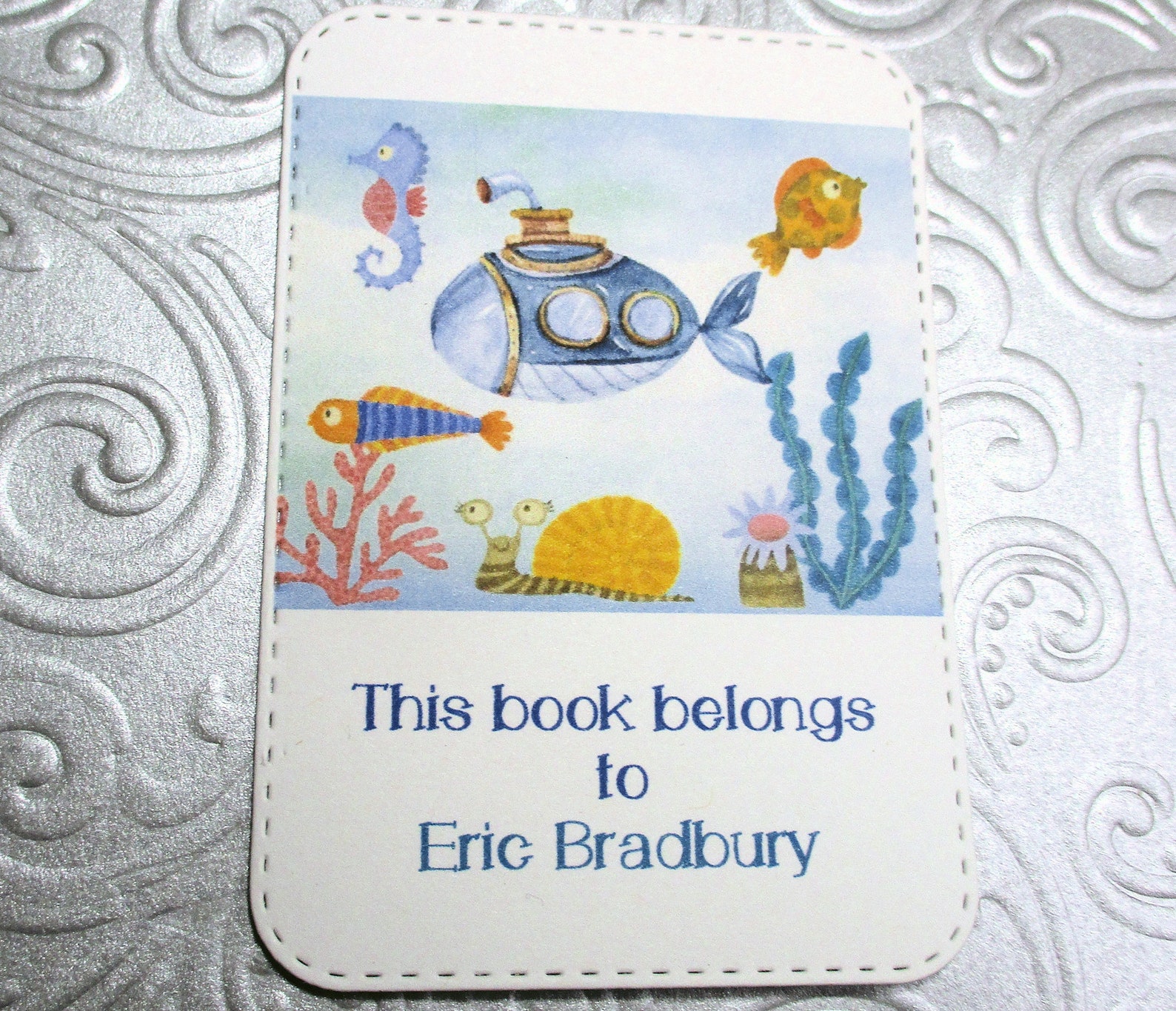 Submarine Fish Underwater Personalized Bookplate -10 - Adhesive - Peel ...