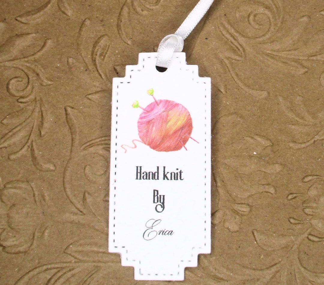 Hand Knit by Hang Tags - Set of 15 - Personalized - Store Tags - Hand ...