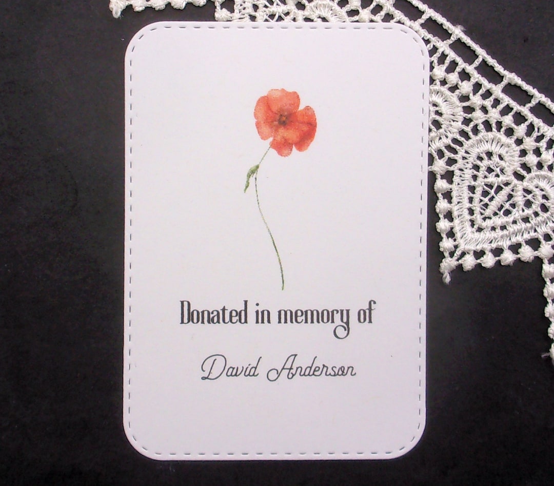 Donated in Memory of Personalized Bookplate - Set of 10 - Adhesive ...