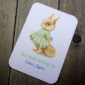 Cute Squirrel Personalized Bookplate Set of 10 Adhesive Peel and Stick ...