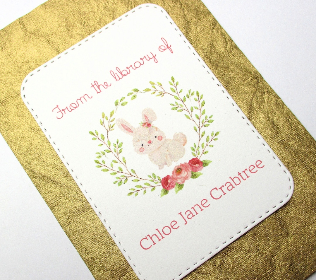 Bunny Personalized Bookplate for Kids- Set of 10 - Adhesive - Peel and ...