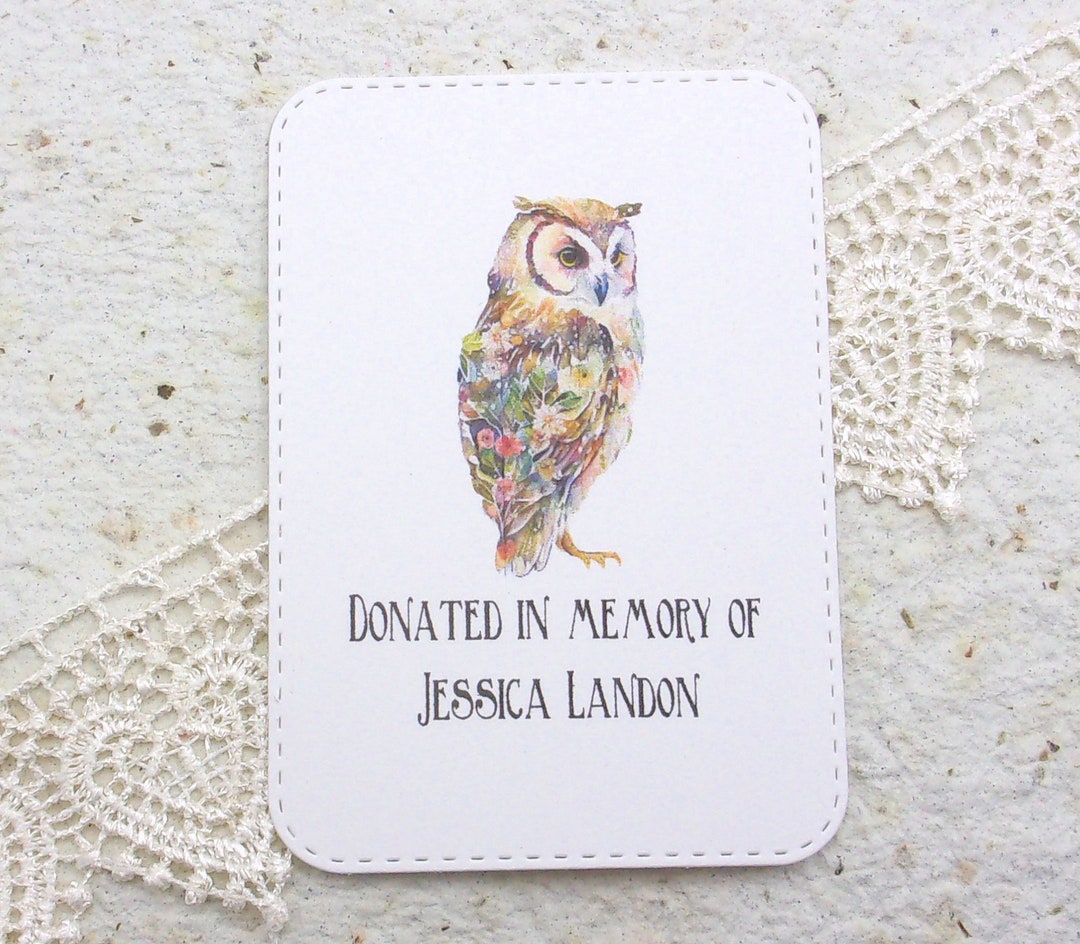 Donated in Memory of Personalized Bookplate - Set of 10 - Adhesive ...