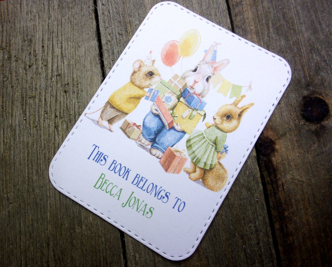 Cute Animal Party Personalized Bookplate Set of 10 Adhesive Peel and ...
