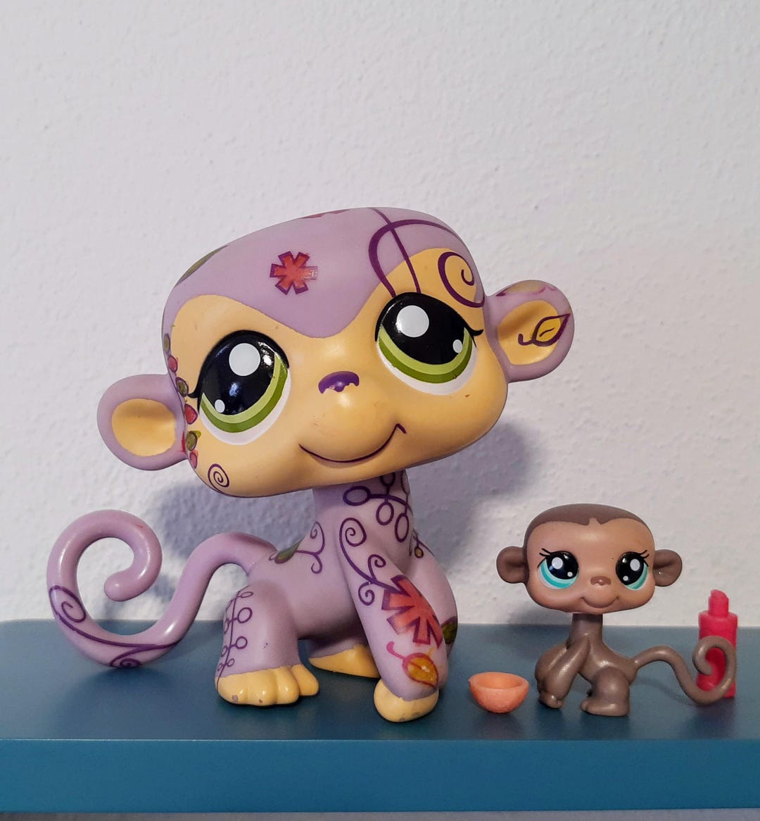 Littlest Pet Shop Jumbo Deco Monkey Purple 1427 Authentic LPS Hasbro ...