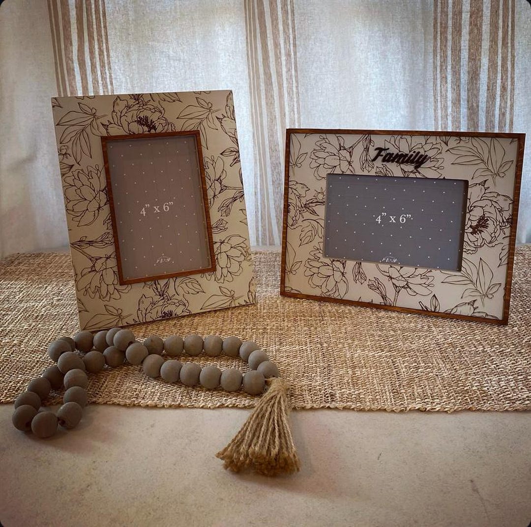 4" X 6" Floral Engraved Customizable Frame Floral Repeat Design Style ...