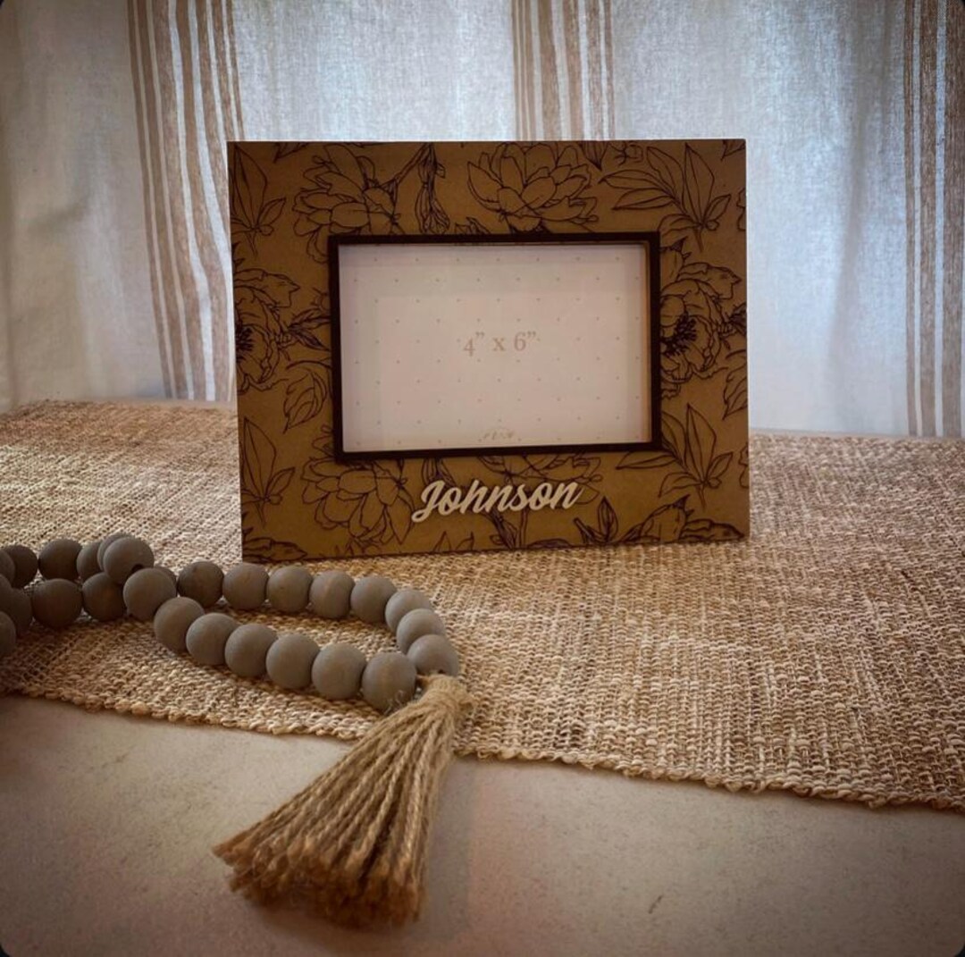 4" X 6" Floral Engraved Customizable Frame Floral Repeat Design Style ...