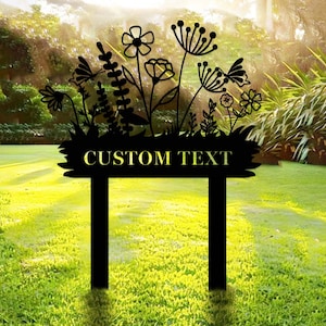 Gardener Name Sign, Custom Garden Sign With Stake, Flower Design ...