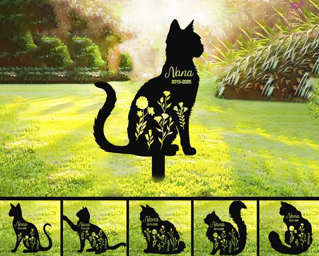Custom Cat Memorial Stake, Pet Design Garden Sign, Gift for Pet, Cat ...