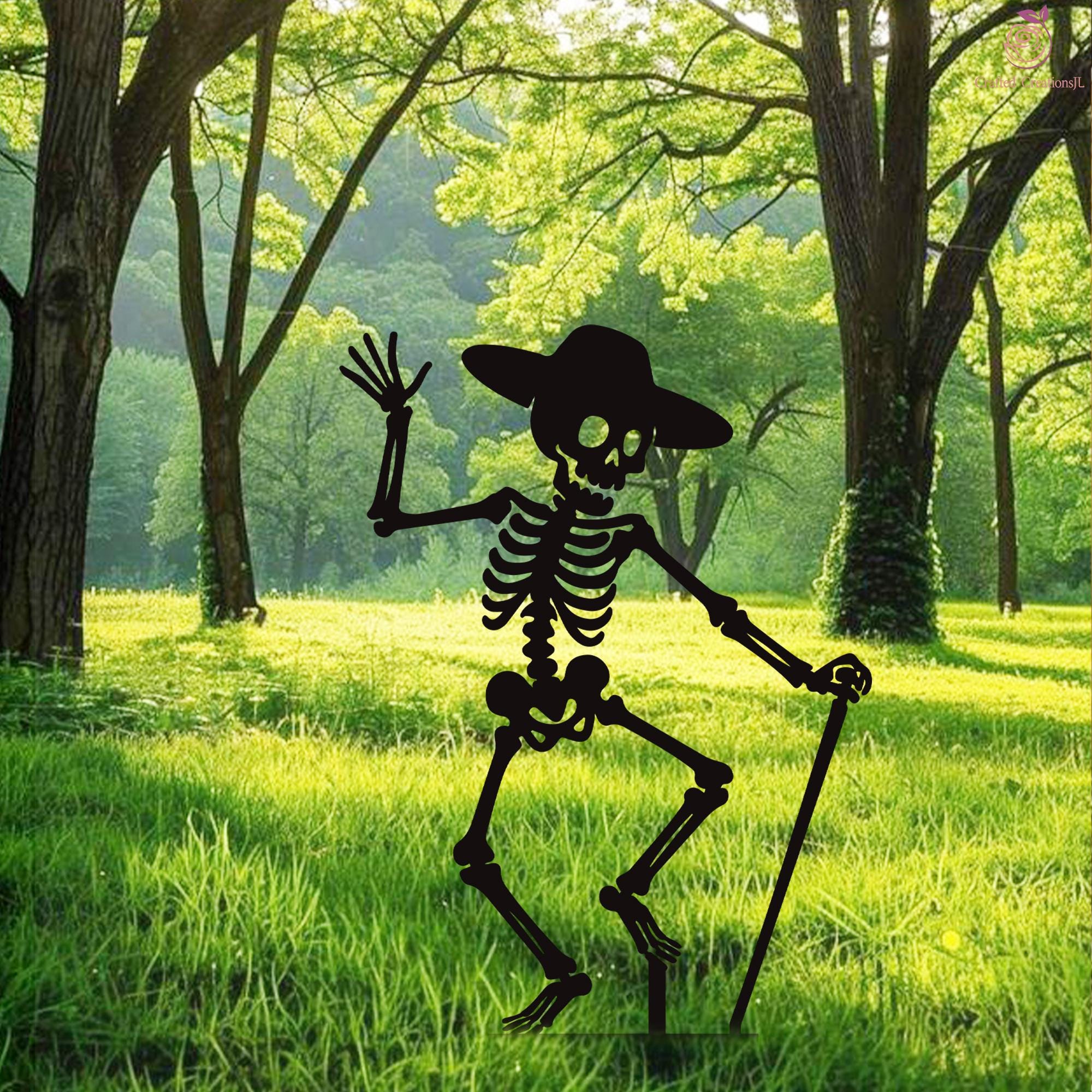 Halloween Skeleton Metal Garden Stakes, Halloween Yard Metal Decor ...