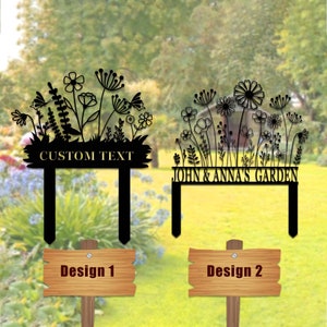 Gardener Name Sign, Custom Garden Sign With Stake, Flower Design ...