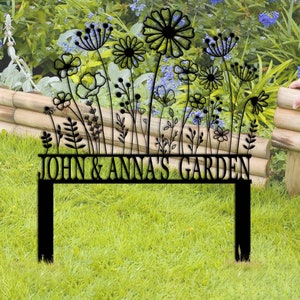 Gardener Name Sign, Custom Garden Sign With Stake, Flower Design ...