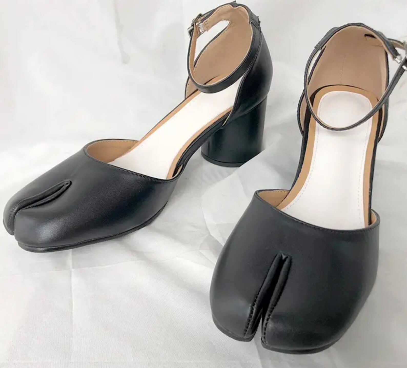 Handmade Vegan Leather Tabi Heels, Heeled Mary Jane Tabis, Tabi Shoes ...