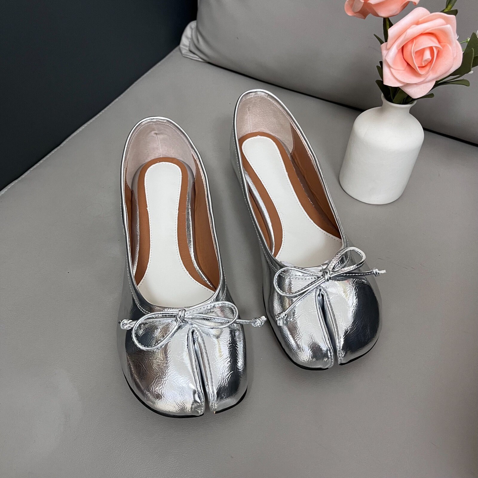 Tabi Shoes for Women, Faux Leather Tabi Shoes, Eco Leather Tabi Ballet ...