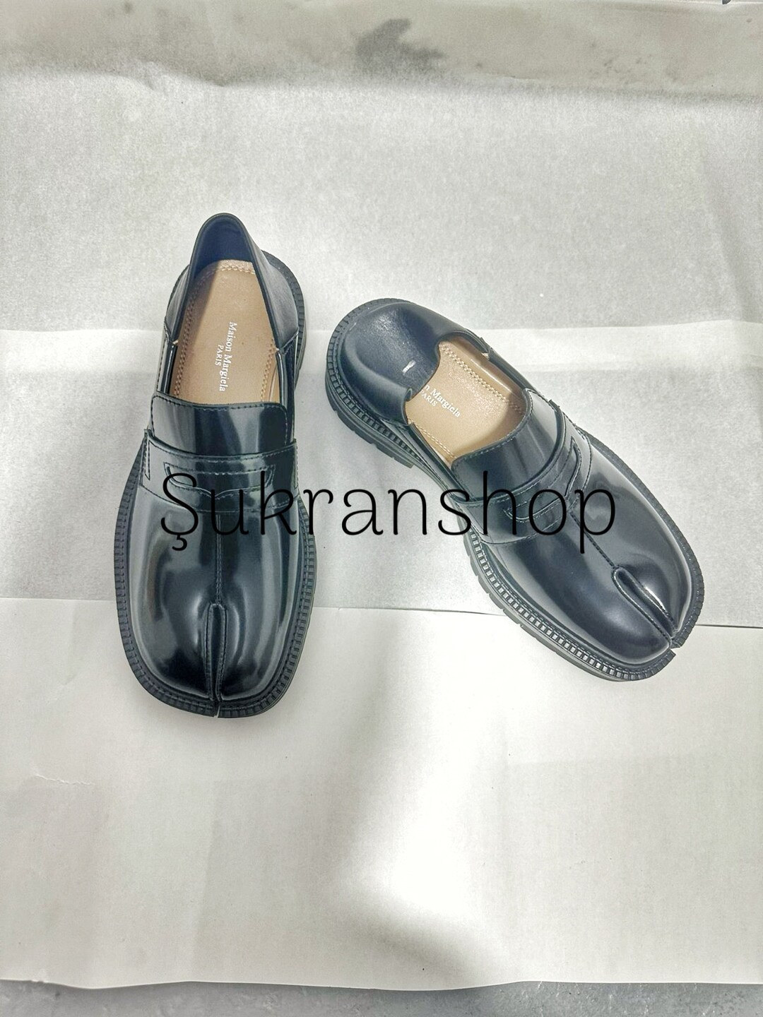 Tabi Ballet Flats , Black Tabi Split Toe Loafers, Casual Shoes, Pig Hoof Style, Mary Janes ...