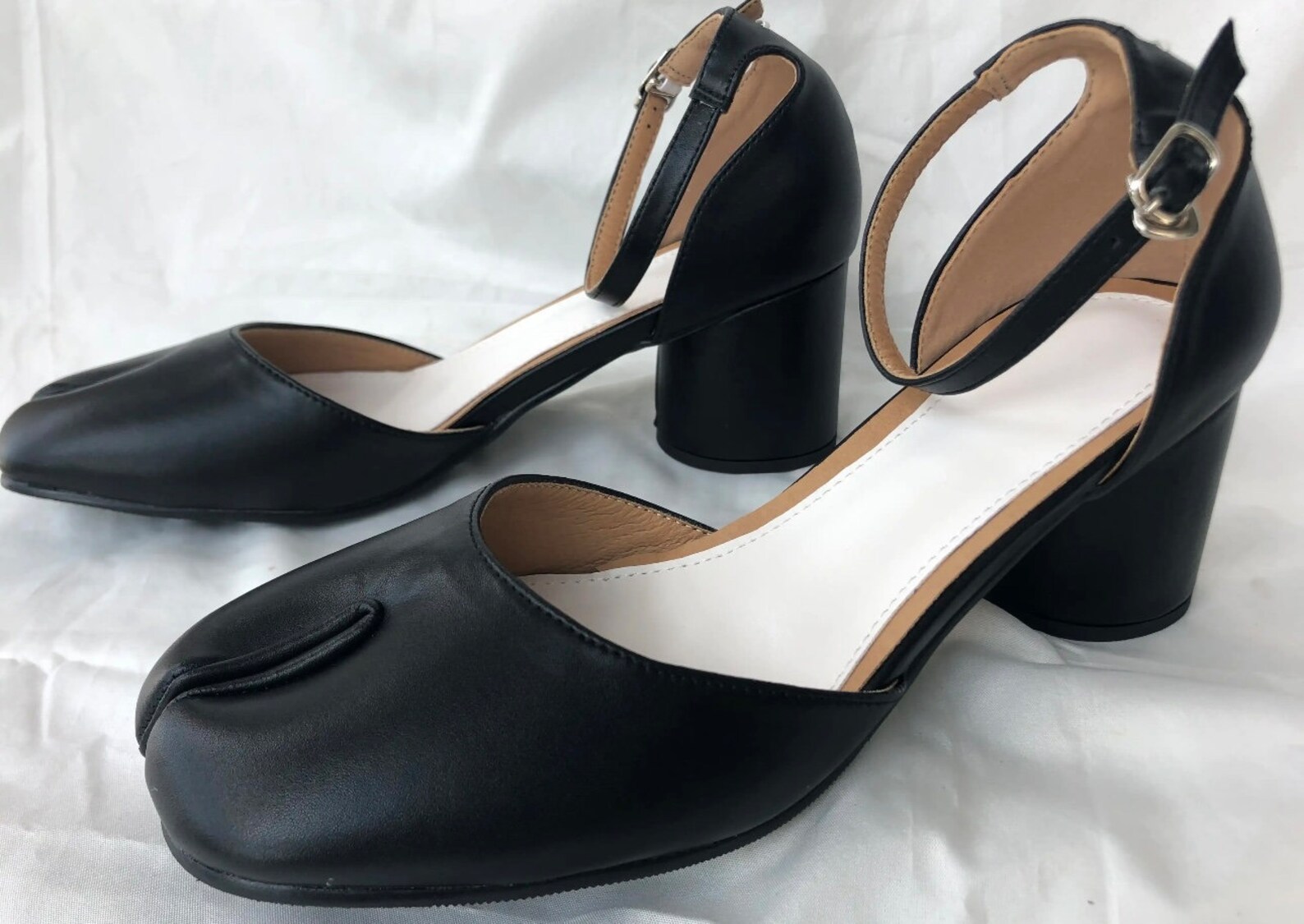 Handmade Vegan Leather Tabi Heels, Heeled Mary Jane Tabis, Tabi Shoes ...