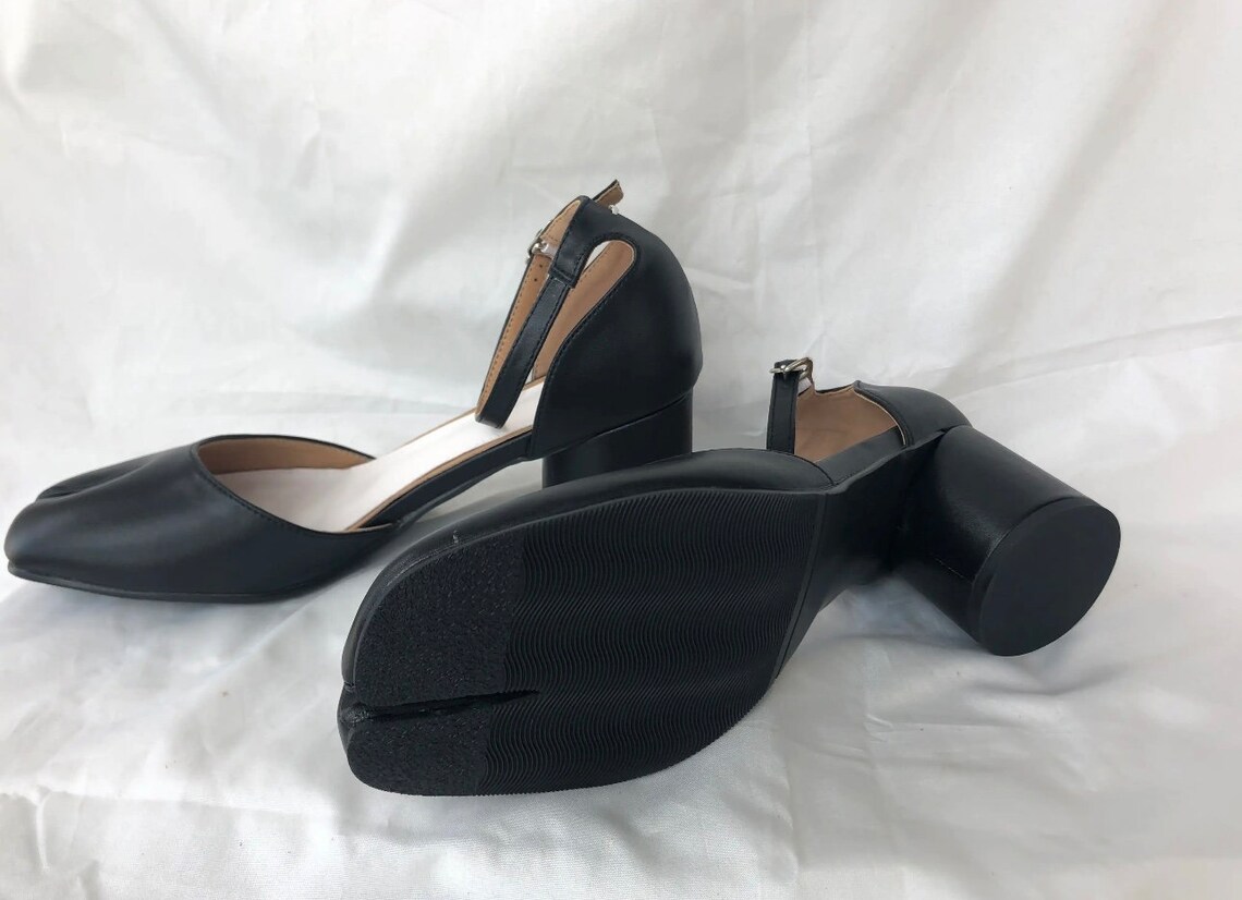 Handmade Vegan Leather Tabi Heels, Heeled Mary Jane Tabis, Tabi Shoes ...