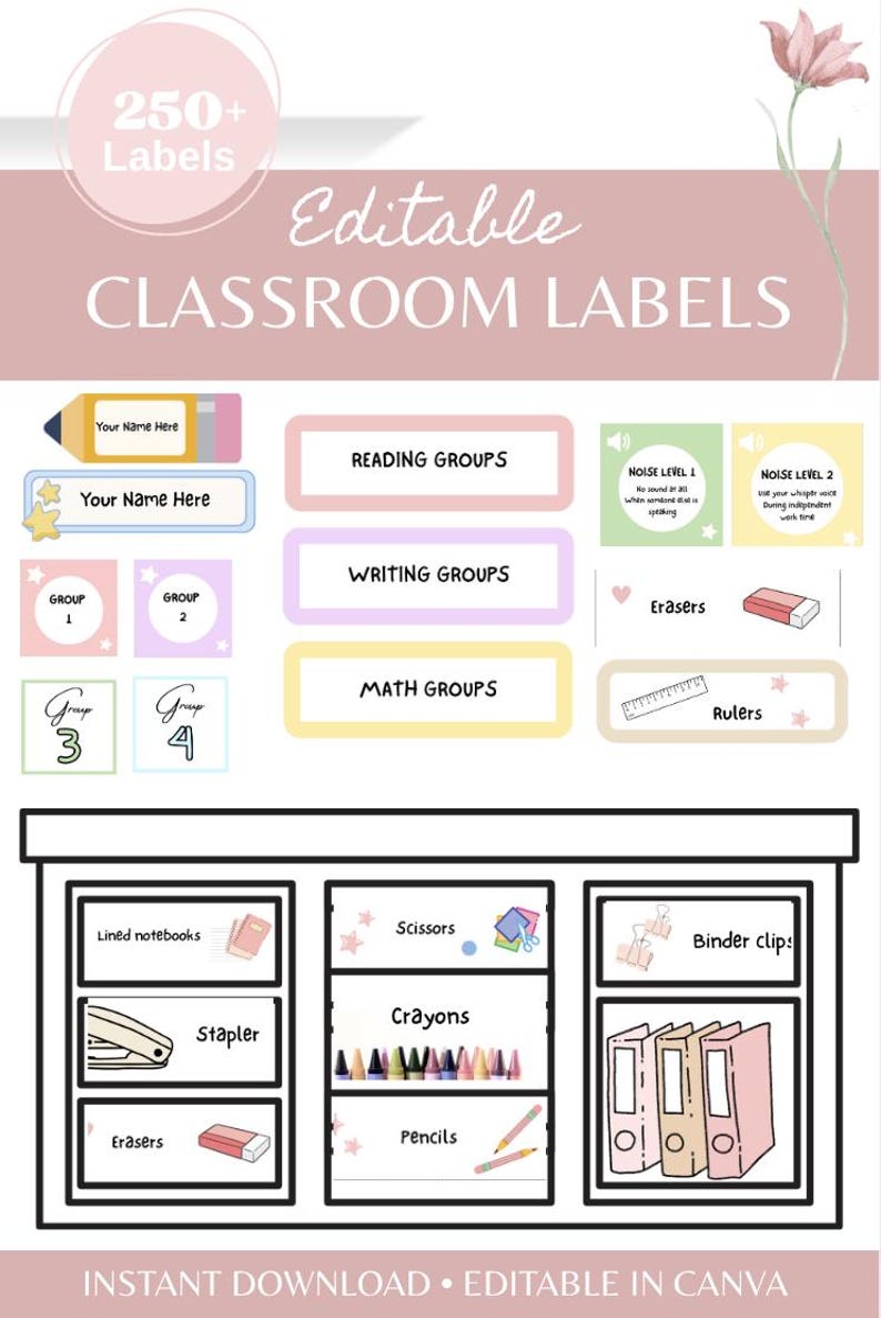Classroom Labels Editable Templates, Classroom Drawer Cart Labels ...