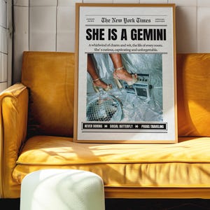 Gemini Zodiac Digital Art Print | Aesthetic Newspaper-style Magazine ...