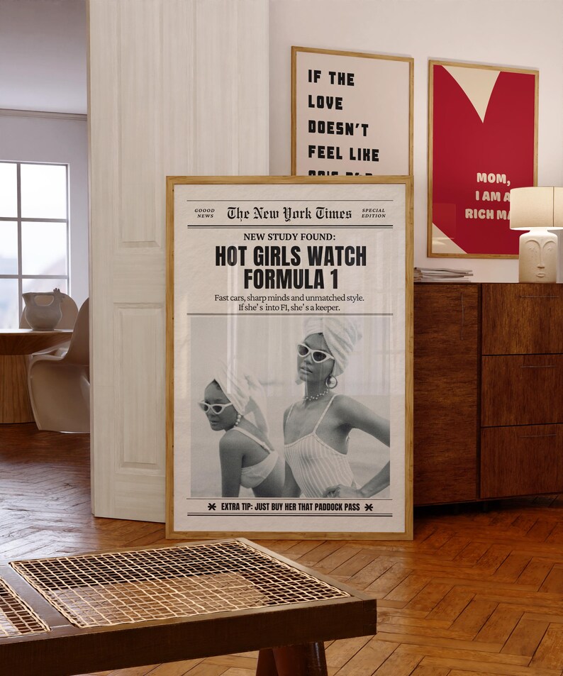 Hot Girls Watch Formula 1 Aesthetic Poster | Trendy Newspaper Print ...