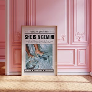 Gemini Zodiac Digital Art Print | Aesthetic Newspaper-style Magazine ...