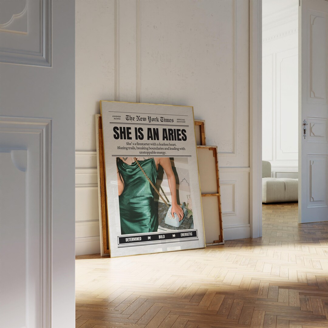 Aries Zodiac Digital Art Print | Aesthetic Newspaper-style Magazine ...
